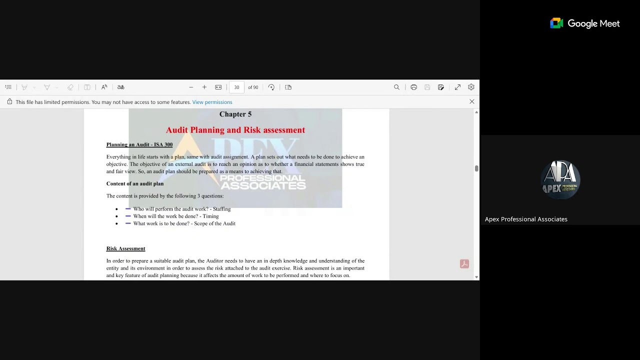 Audit, Assurance and Forensics - Chapter 5