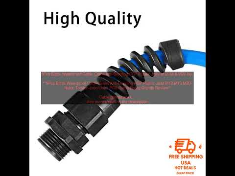 1005003263360717 5Pcs Black Waterproof Cable Gland Anti Bending PG7 Plastic Joint M12 M