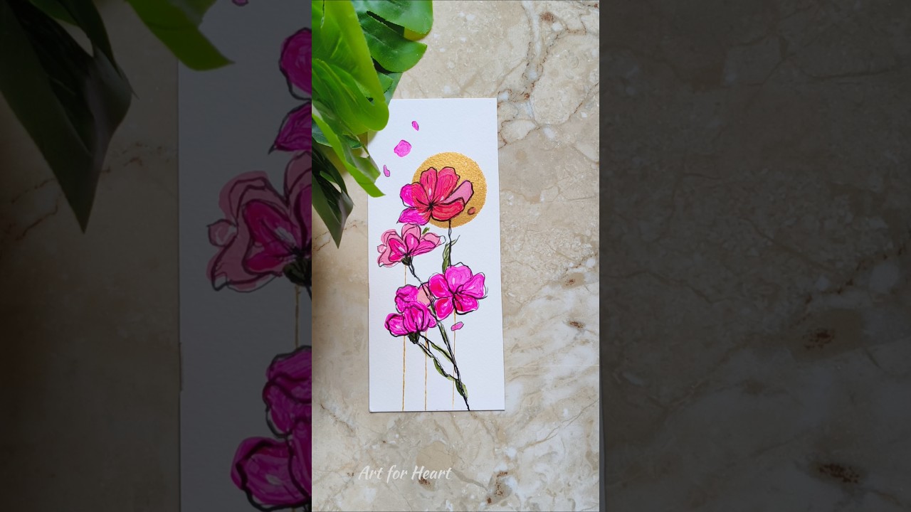 simple flower drawing #flowers #simplepaintings #easyart