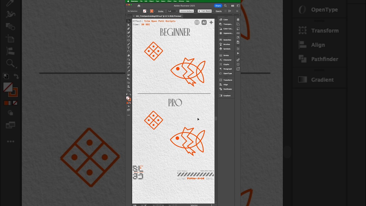 Trim Open Paths in Illustrator with this script #illustratortutorial #graphicdesign #illustratortips
