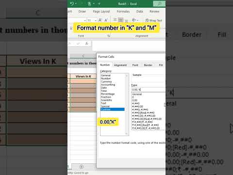 Format number in thousand (K) and million (M) in Excel #shorts