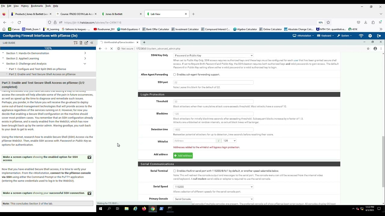 Lab 05  - Section 3 Challenge Analysis Configuring Firewall Interfaces with pfSense
