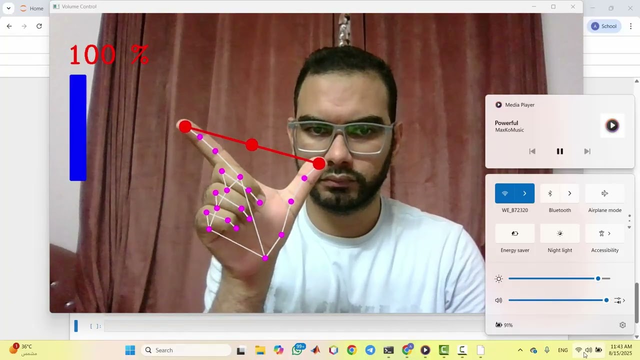 Hand Gesture Volume Control with OpenCV & PyCaw
