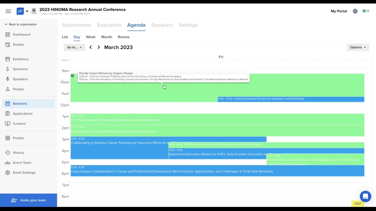 Subsessions | Sessionboard