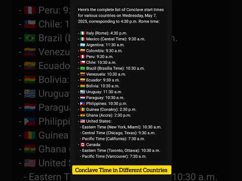 Global Schedule: Conclave Begins May 7 at 4:30pm Rome Time; See Local Time #conclave #popeelection