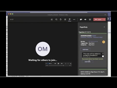 PagerDuty + Microsoft Teams Meeting Integration Demo
