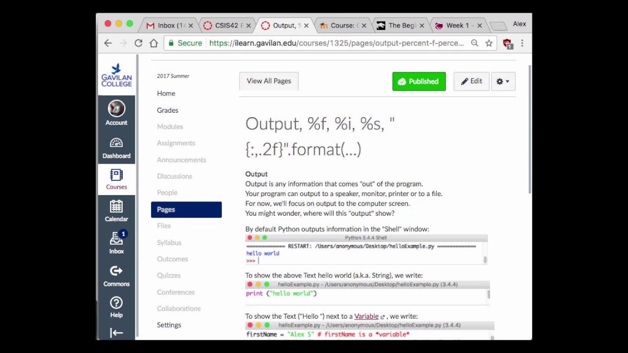 Python Comments Output Variables Input