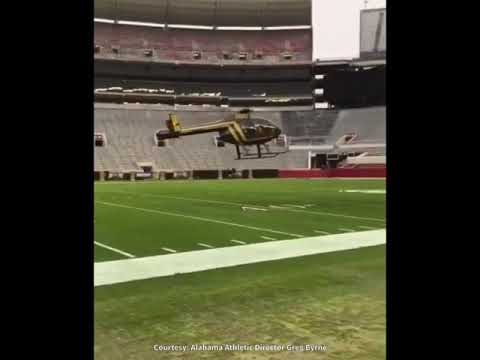 Alabama dries a wet Bryant-Denny field before the Iron Bowl with helicopters - NBC 15 News WPMI