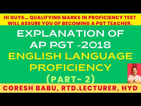 EXPLANATION OF AP PGT (2018) ENGLISH LANGUAGE PROFICIENCY TEST ( PART- 2)