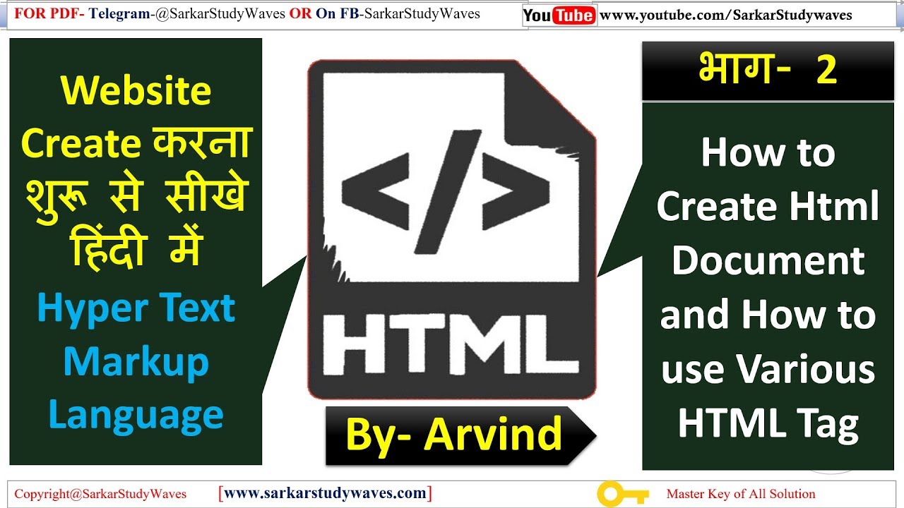 Part 2 HTML Tutorial Html Document Structure, Various Tag in Hindi By Arvind