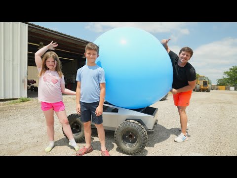 Crushing Cybertruck with Huge Water Balloon | Tractors for kids