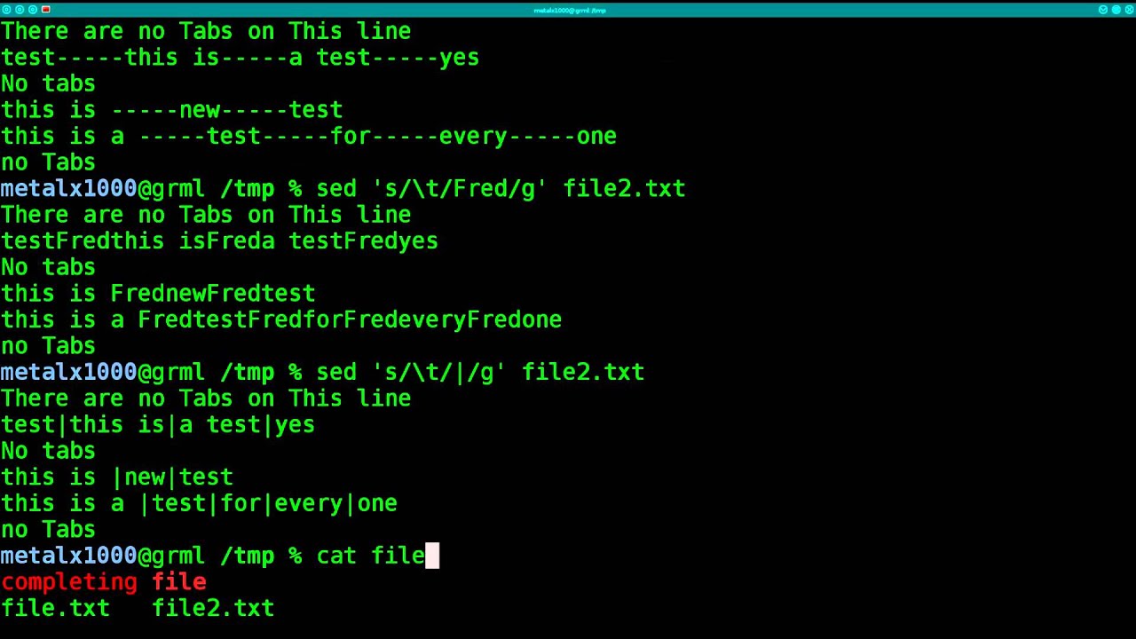 Using Sed to Replace Tabs in File  Linux Shell Tutorial - BASH