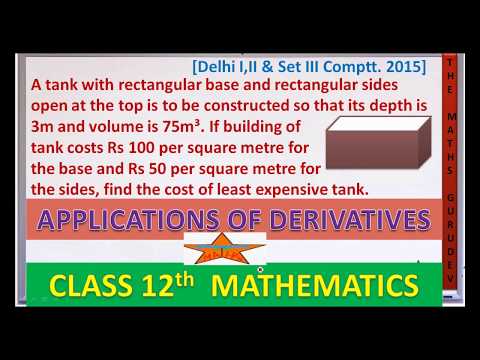 #themathsgurudev A tank with rectangular base and rectangular sides open at the top is to be ......
