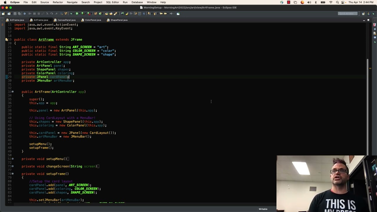 Using CardLayout to support multiple screens in a Java GUI