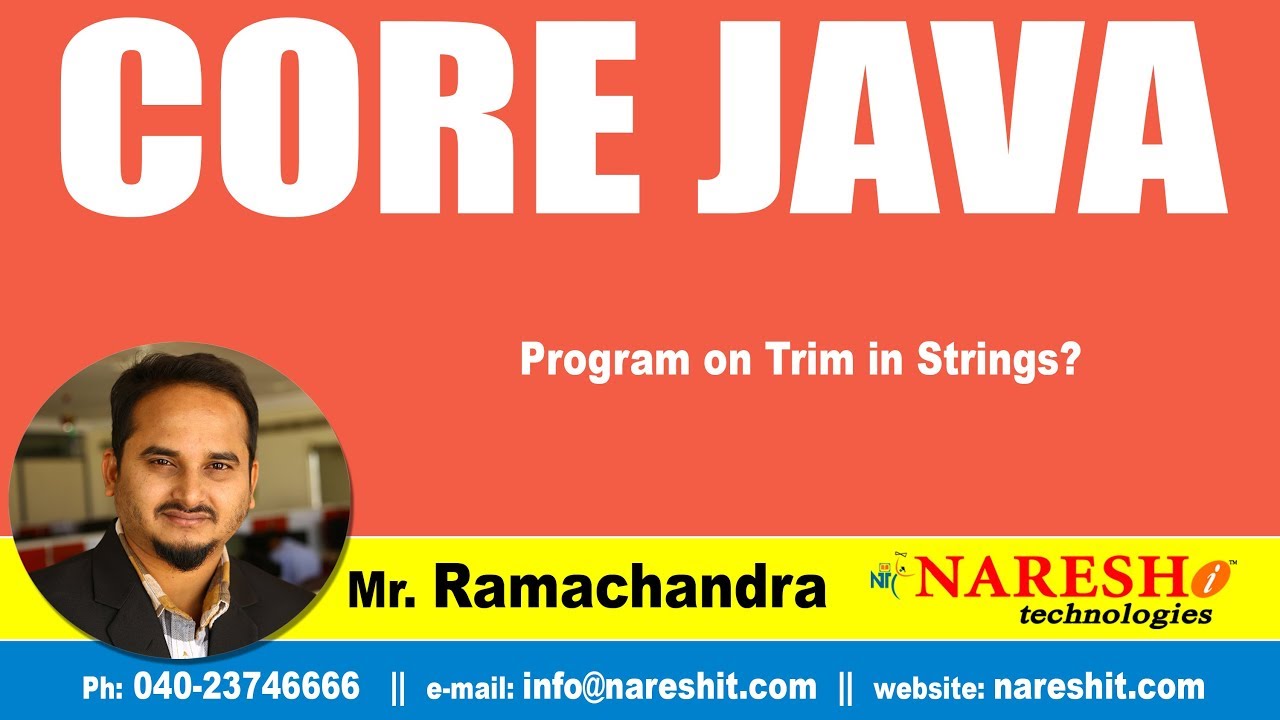 Core Java Tutorials | Program on Trim in Strings? | Mr.Ramachandra