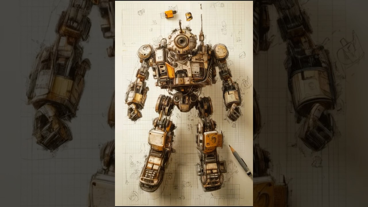 Sketch of a Robot comes alive #robots #ai #aishorts #memes #aiart