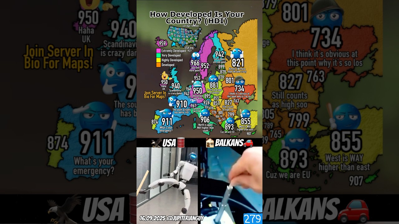 HDI in Europe🏰 #shorts #geography #map #memes