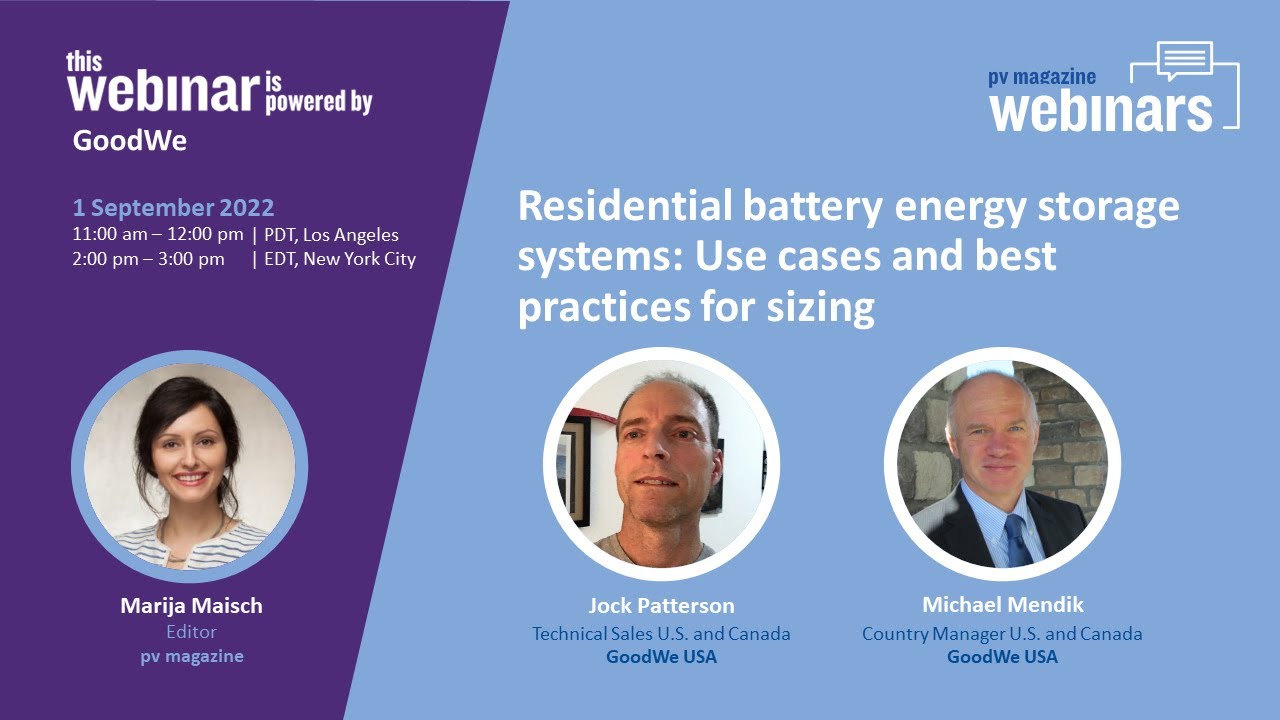 pv magazine Webinar | Residential battery energy storage systems: Use cases and sizing