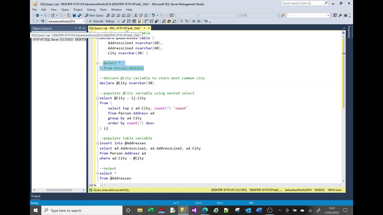 MS SQL tutorial on comments