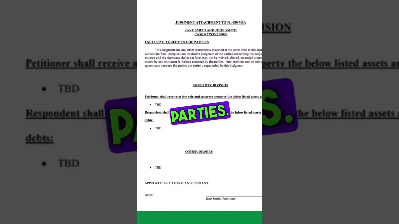 SIMPLE MARITAL SETTLEMENT AGREEMENT TEMPLATE FOR CALIFORNIA DIVORCE #divorce661