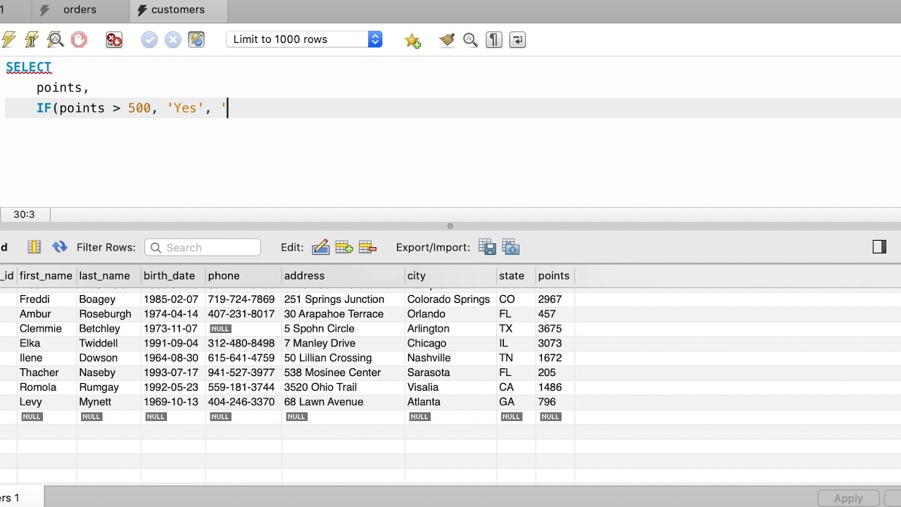 MySQL Practice: IF Statement