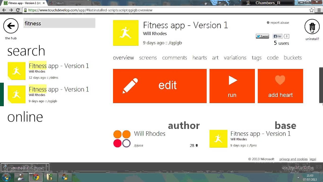 Year 7 Application Made Using Touch Develop