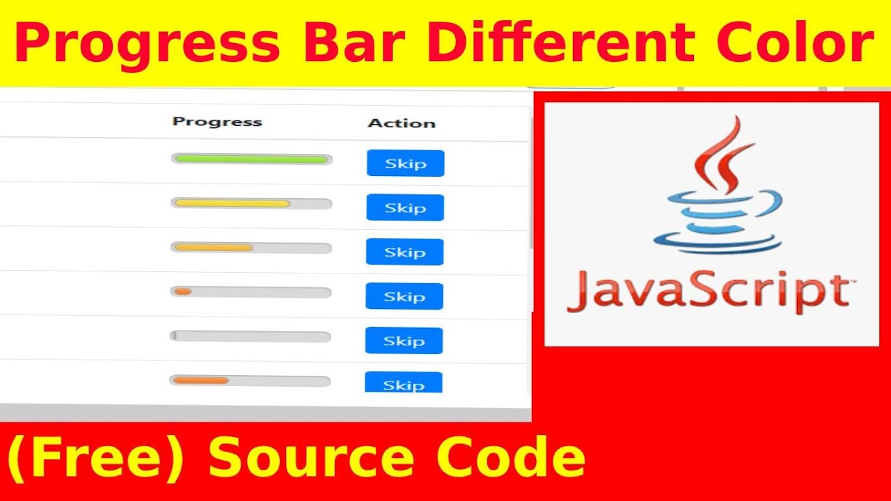 Ep76 - Color Bootstrap Progress bar based on progress percentage - JavaScript Source Code