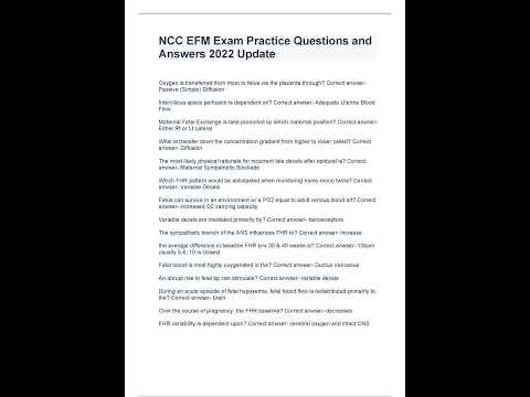 NCC EFM Exam Practice Questions and Answers 2022 Update