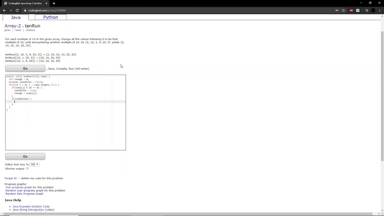 Array-2 (tenRun) Java Tutorial || codingbat.com