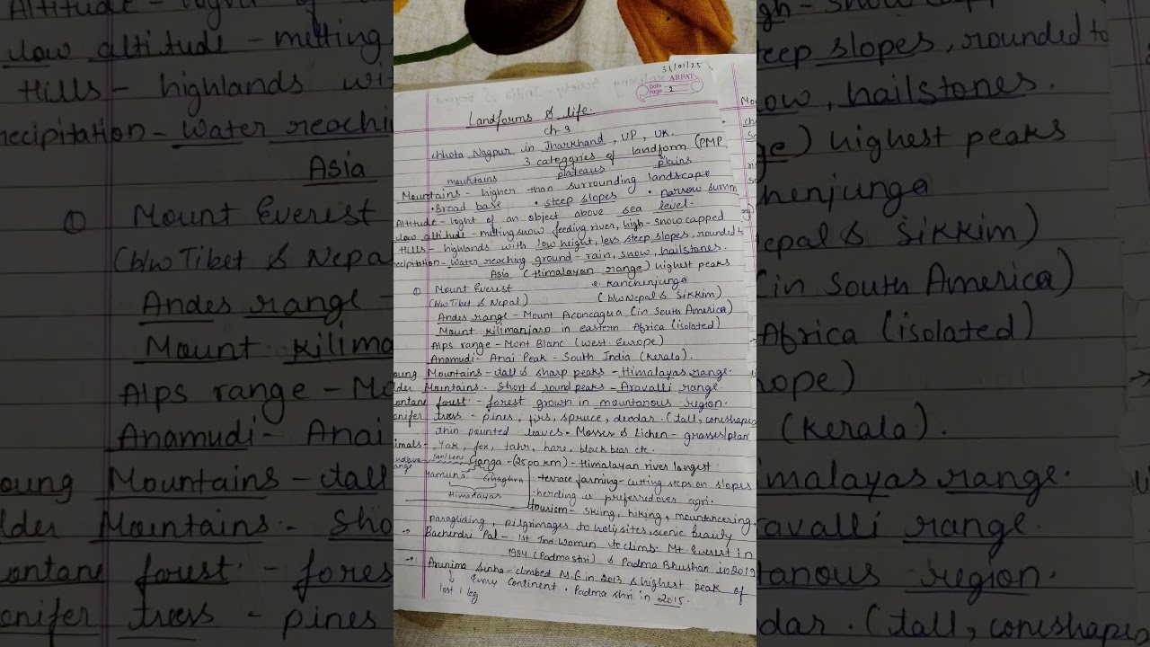 short notes of ch-3 landforms and life 🌆 exploring society INDIA AND BEYOND class 6th .