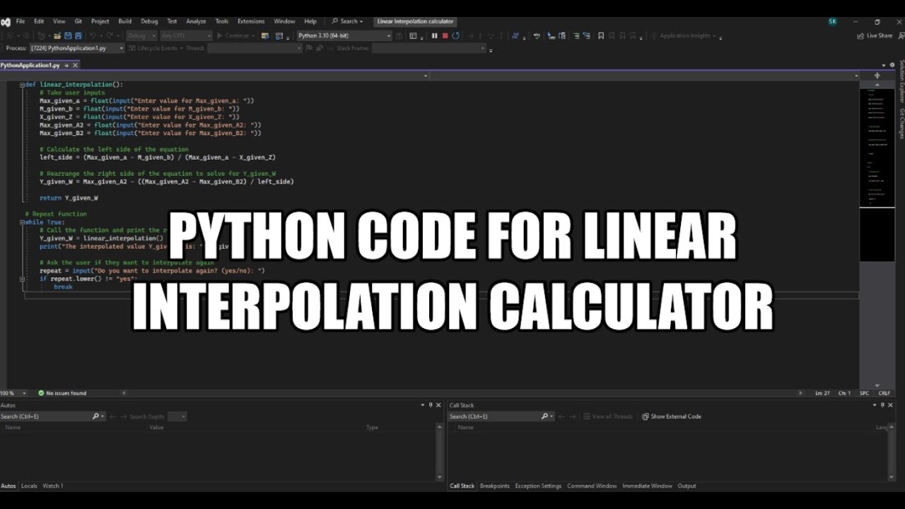 Python code for Linear interpolation calculator