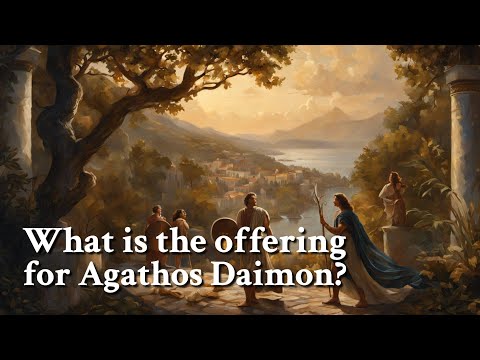What is the offering for Agathos Daimon? Greek Mythology Story