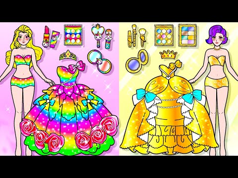 [🐾paper dolls🐾] Rich vs Poor Rapunzel Makeup and Dress Design in Prom  | Rapunzel Family 놀이 종이