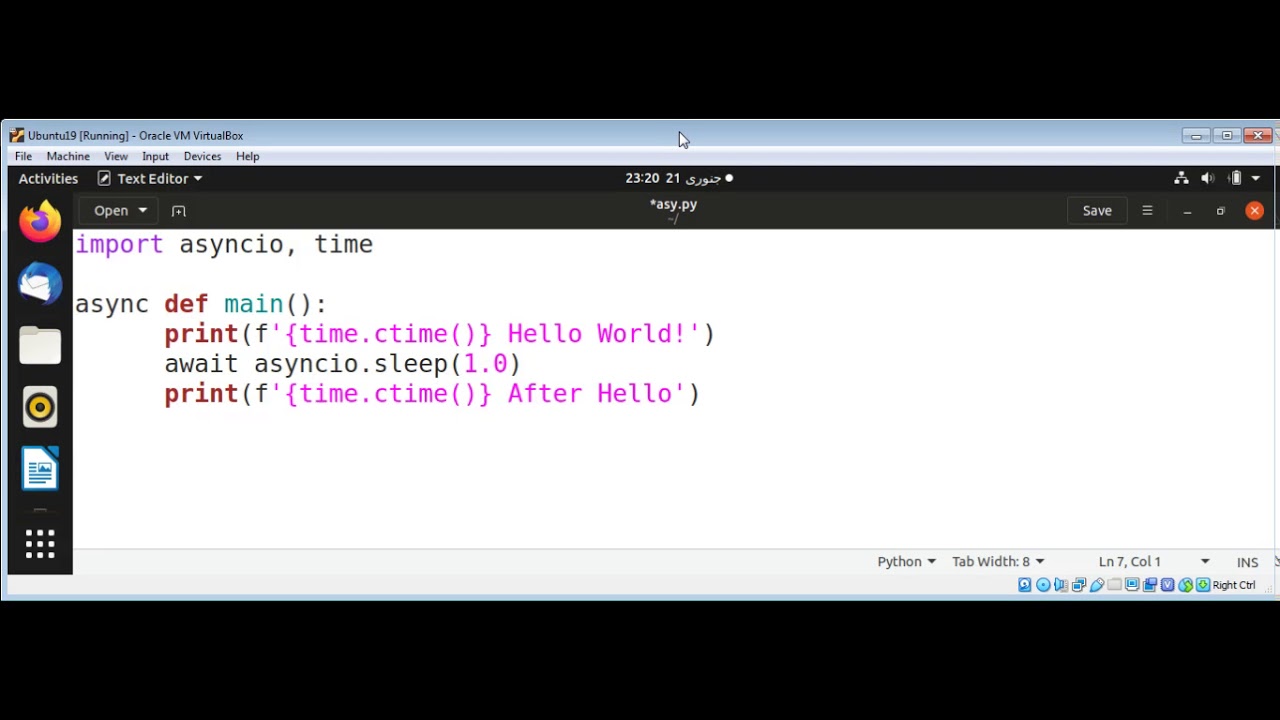 Asyncio hello world example in Python