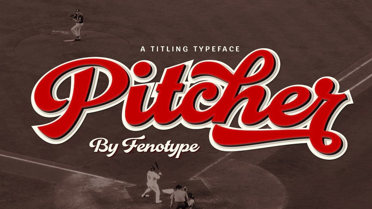 Pitcher   baseball script Font Free Download