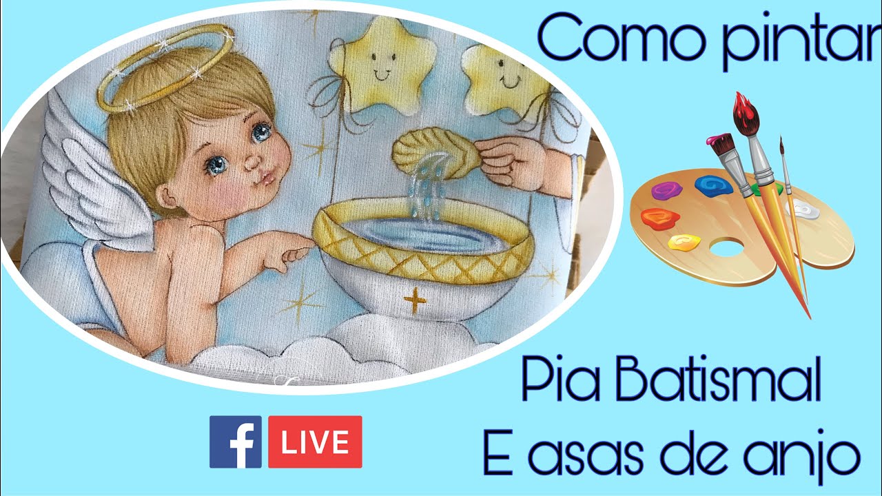 Como pintar Pia Batismal e  asa de anjinho