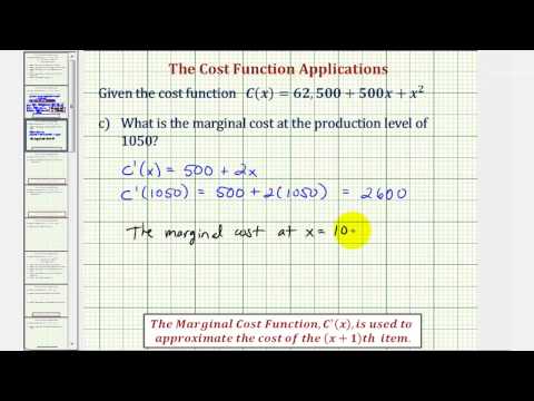 Ex 1: Cost Function Applications – Marginal Cost, Average Cost, Minimum ...