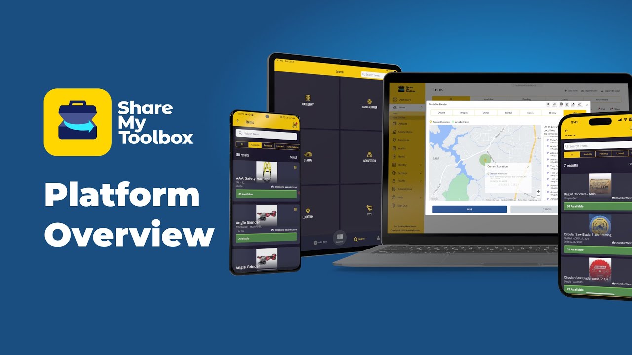 Construction Tool Tracking  - ShareMyToolbox Overview