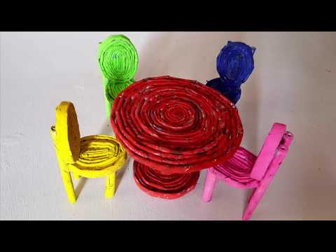 Making chair and table with Newspaper ll newspaper craft idea ll Best out of Waste ll kids crafts