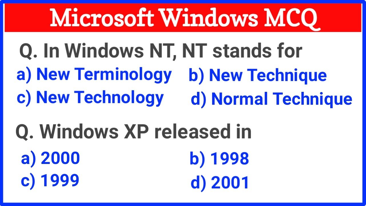 Microsoft Windows MCQ Questions and Answers