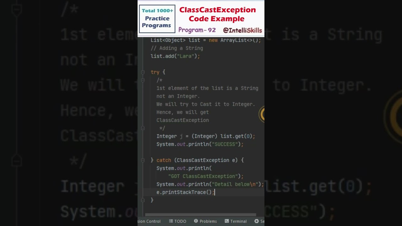 Program 92 | ClassCastException in Java #Shorts #java #coding #programming