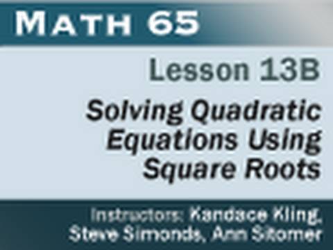 Math 65 - Lesson 13b