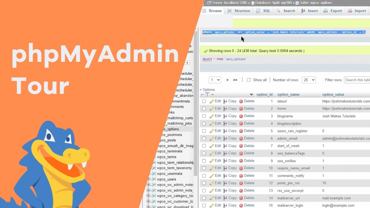 phpMyAdmin Tour and Beginner's Guide - HostGator Tutorial