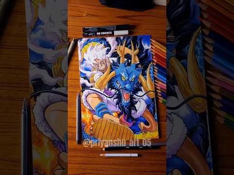 Drawing Luffy gear5 vs kaido #shorts #anime #animedrawing #onepiece #luffy