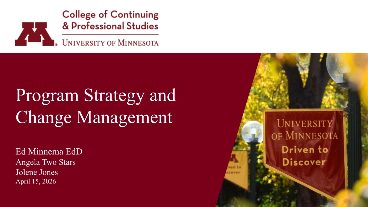 UMN Webinar | Program Strategy and Change Management