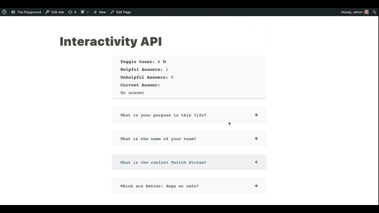 WordPress Interactivity API - FAQs example
