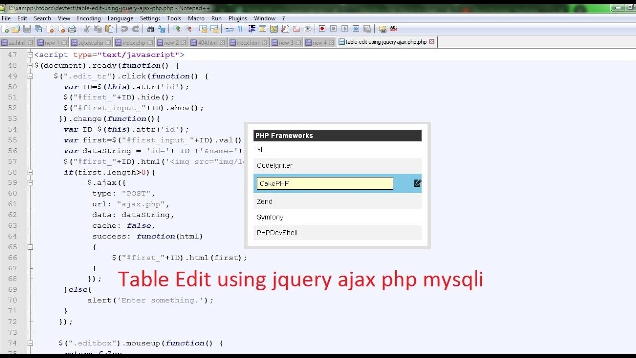 Table Edit using jquery ajax php mysqli