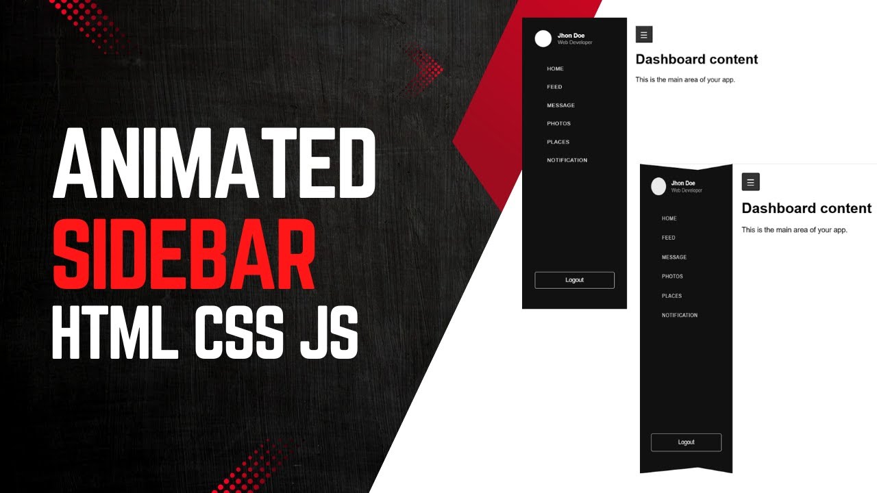 Animated Sidebar Menu using HTML CSS & JavaScript | #coding #webdesign