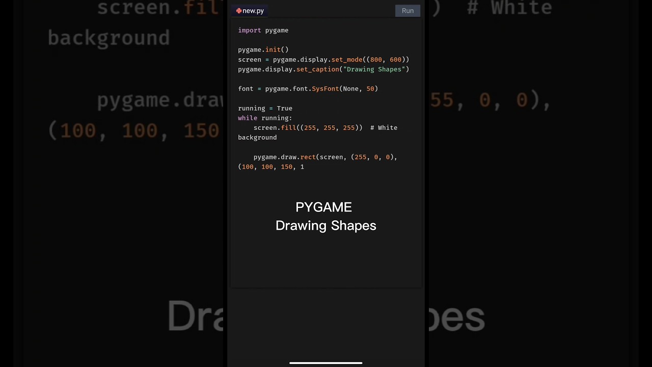 Pygame - Drawing Shapes and Texts || Pygame python tutorial #python #pygame