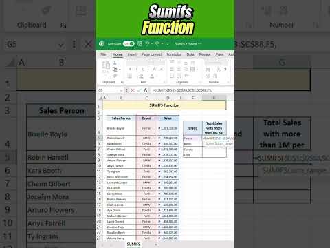 How to use SumIfs function in Excel.